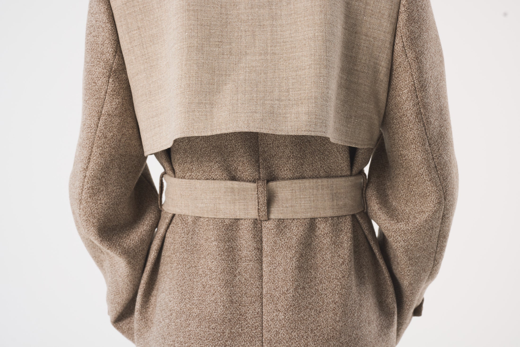 CHANAH BROWN UNDYED WOOL TRENCH